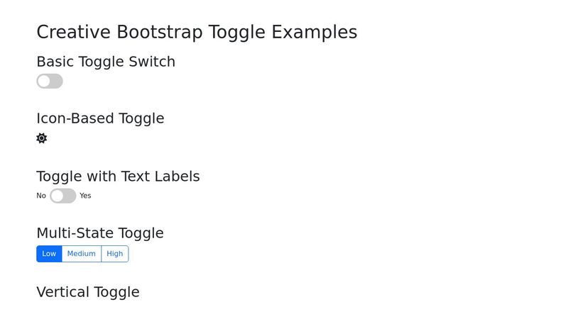 Bootstrap Toggle Examples