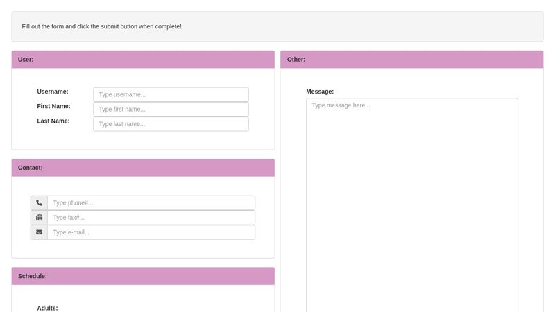 Bootstrap Booking Form