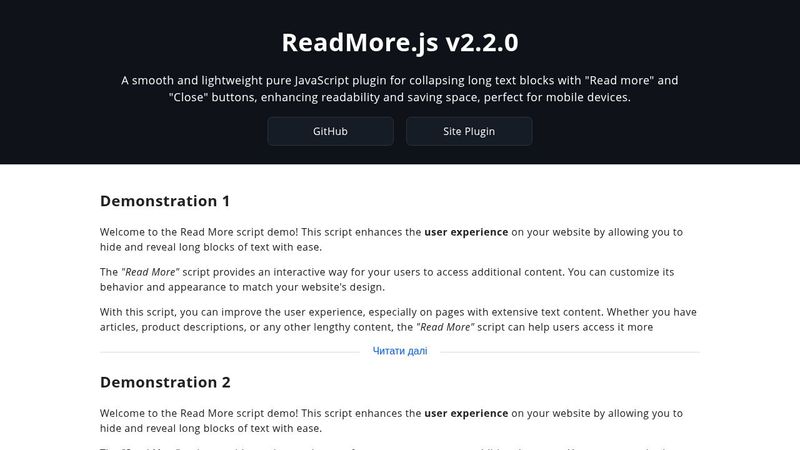 Vanilla ReadMore.js