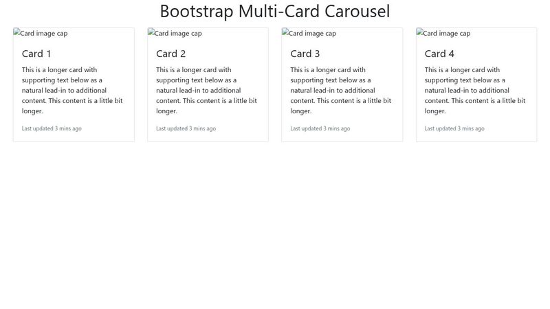 Scrolling Bootstrap Card Carousel - 4 Cards per Slide