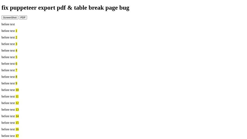 fix puppeteer export pdf & table break page bug