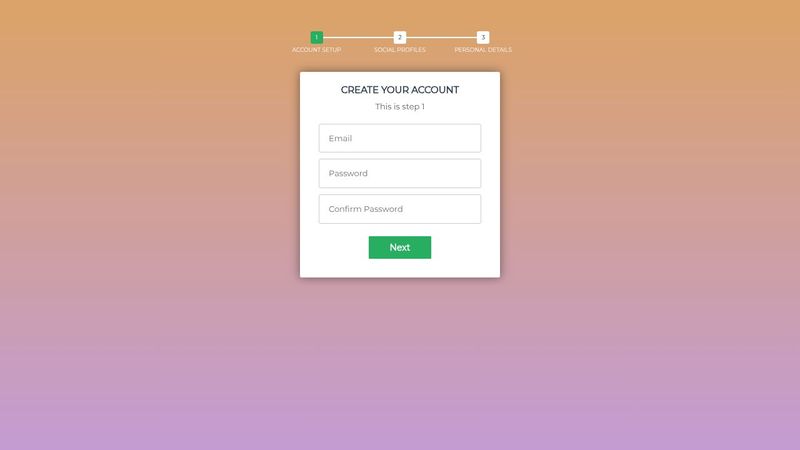 Multi Step Form with Progress Bar using jQuery and CSS3
