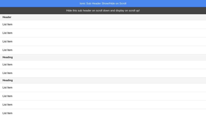 Ionic Sub Header Show/Hide on Scroll