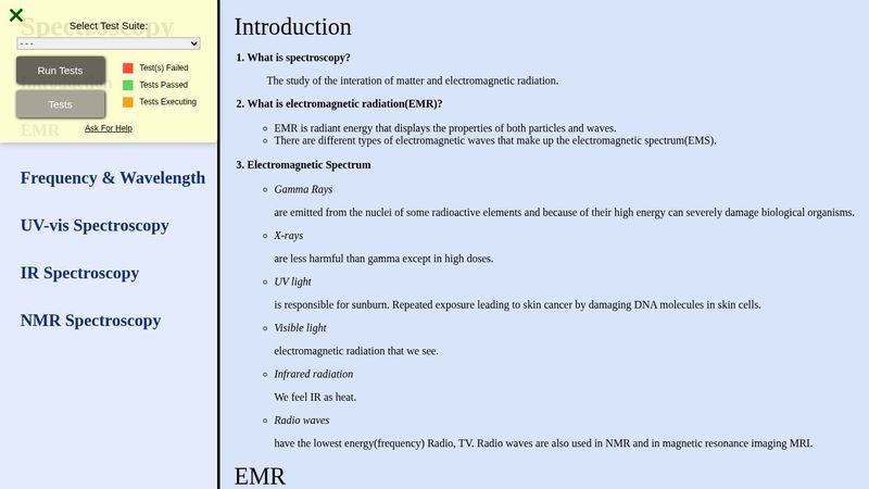 Spectroscopy Informational Page