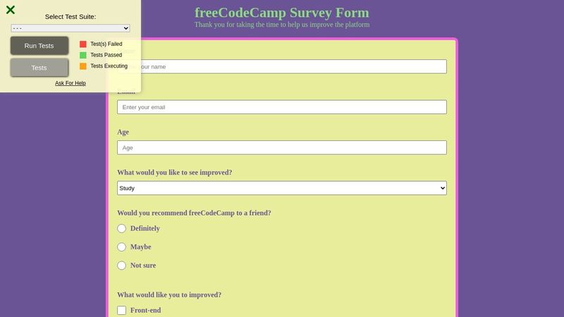 Survey Form - Freecodecamp