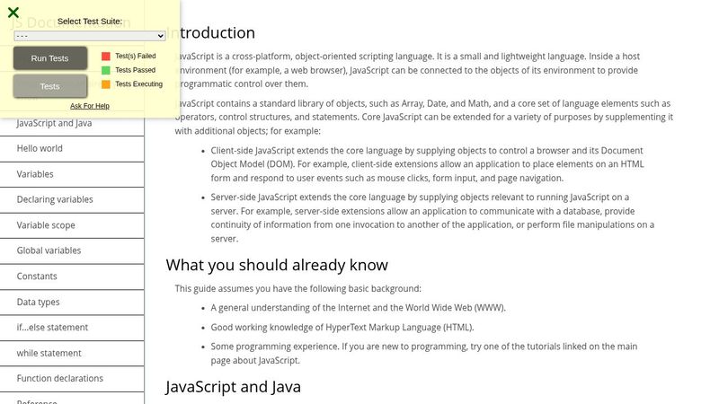 JavaScript Documentation Page