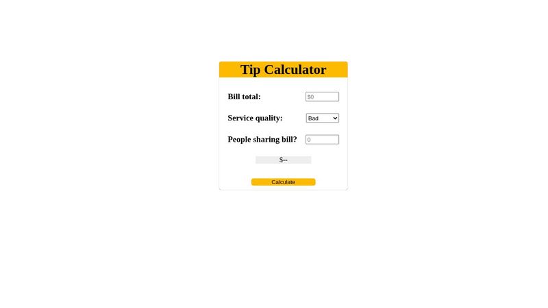 JavaScript Tip Calculator