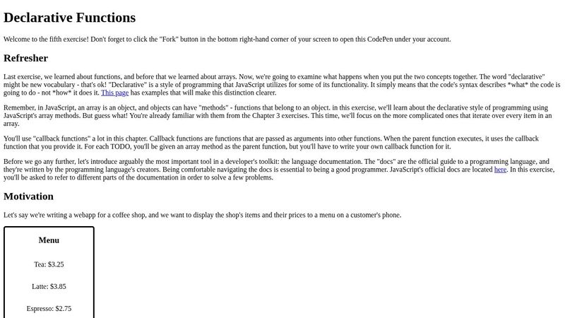 Chapter 5: Declarative Functions