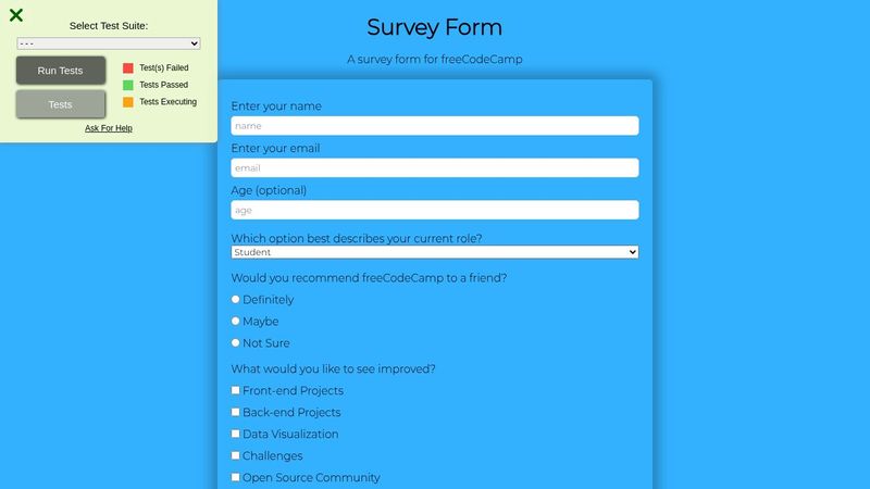 (freeCodeCamp) Responsive Web Design Projects - Build a Survey Form