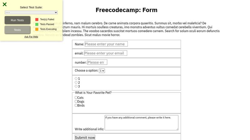 Freecodecamp: Form