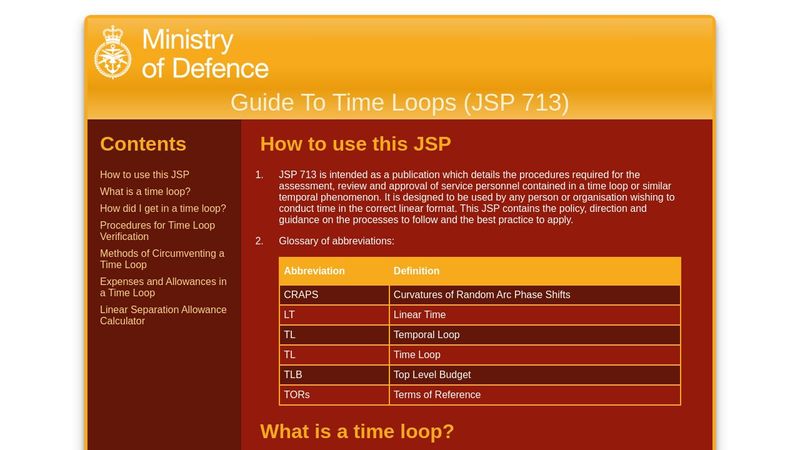 Guide To Time Loops (JSP 713)