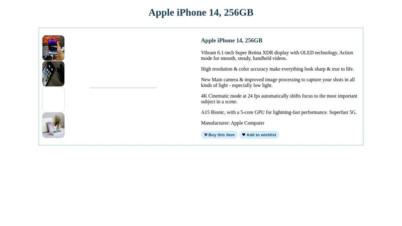 Apple iPhone 14 Gallery JavaScript