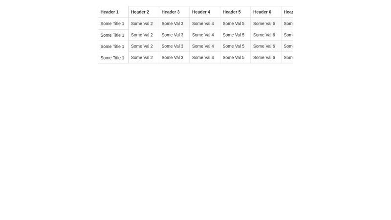 Fixed First Column, X-Axis (Horizontal) Scrolling Table