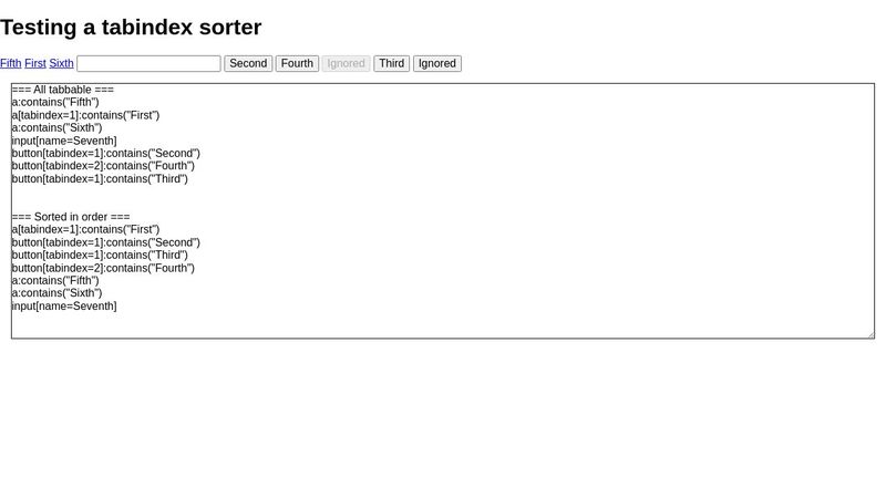 Testing a sorting algorithm for interactive HTML elements