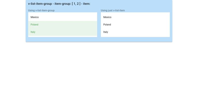 vuetify v-list-item-group selected items