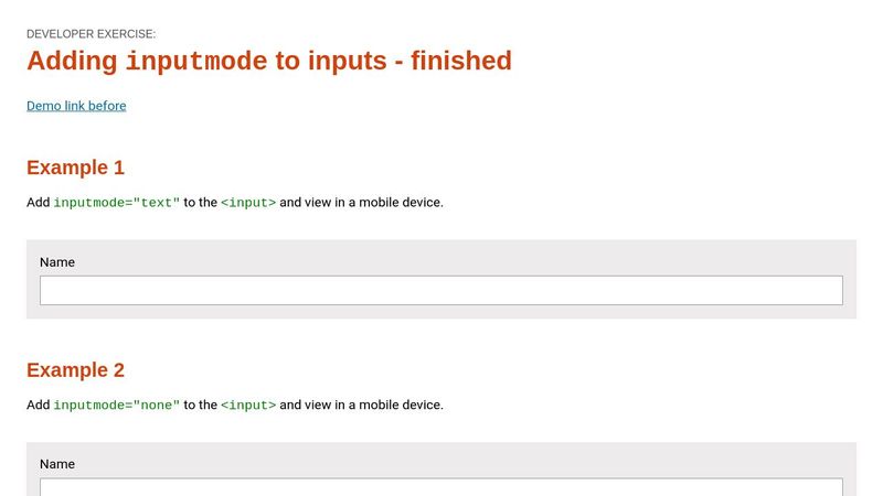 DEVELOPER EXERCISE: Adding inputmode to inputs - finished