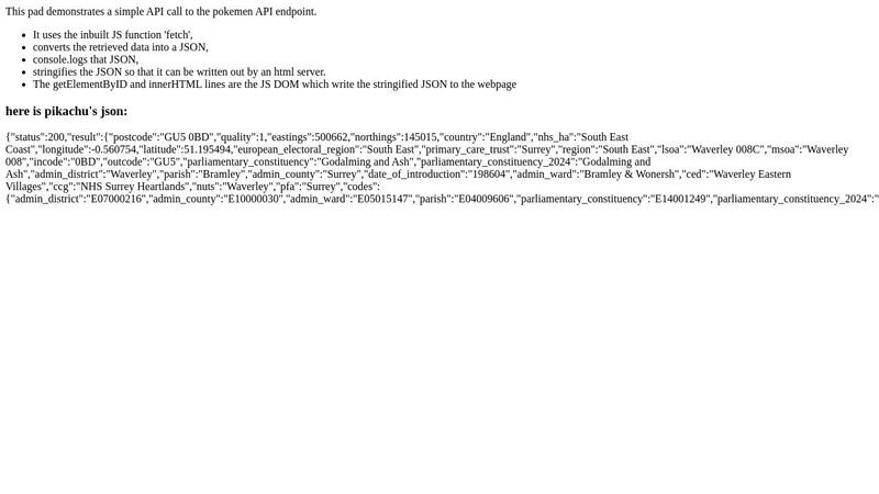 javaScript API call example