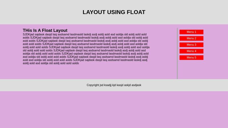 Layout using float