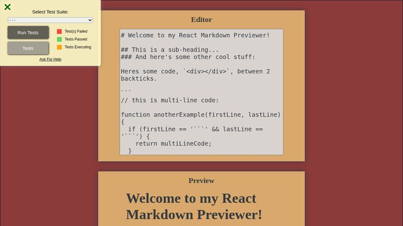Simple React Markdown Previewer