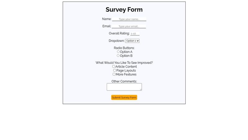 Survey Form - FreeCodeCamp Responsive Web Design Project