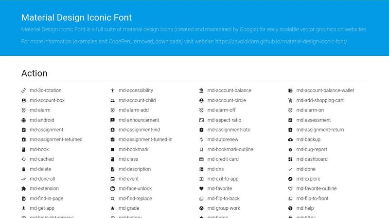 Material Design - Iconic Font