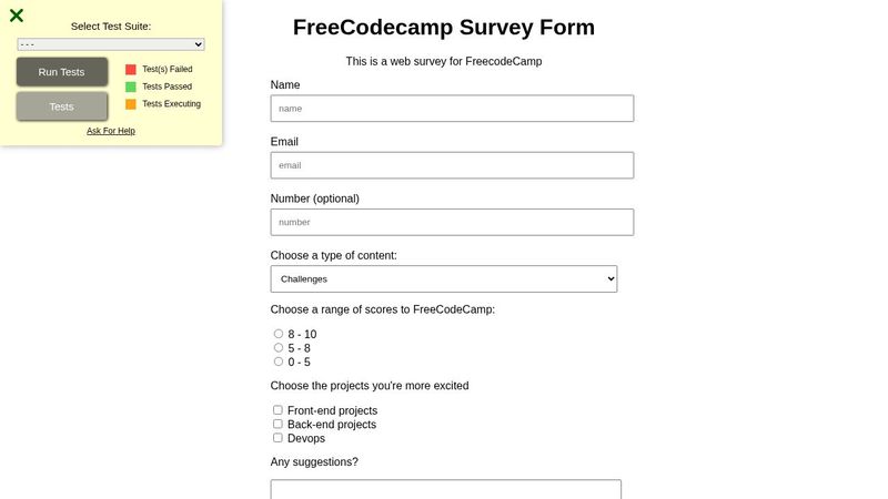 Responsive Web Design Projects - Build a Survey Form