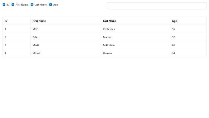 b-table with toggleable fields with filter on hidden columns