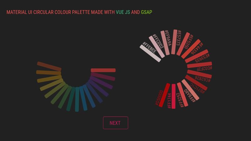 Material UI Circular Colour Palette made with Vue JS and GSAP