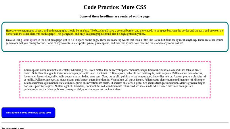 Code Practice: More CSS