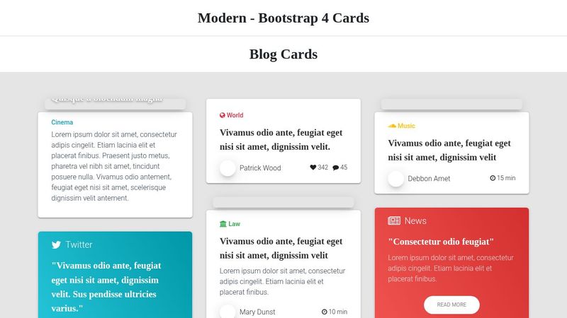 Modern - Bootstrap 4 Cards