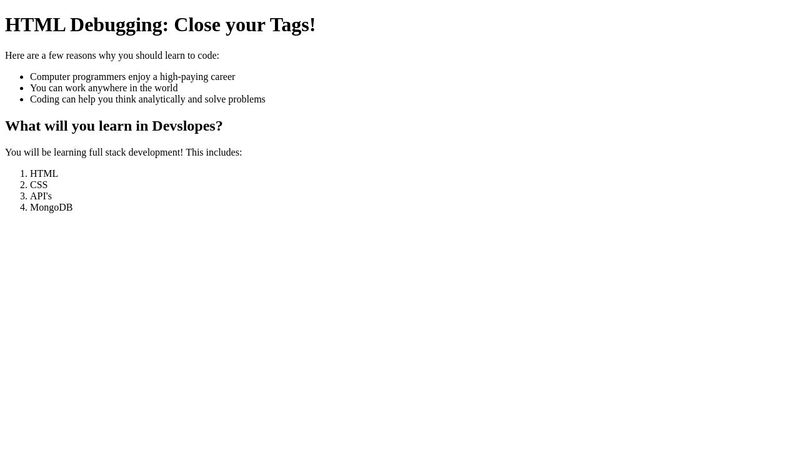 debugging html exercise 1