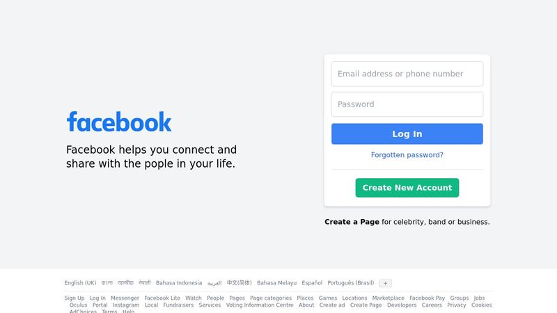 Facebook Login Page Clone using Tailwind CSS