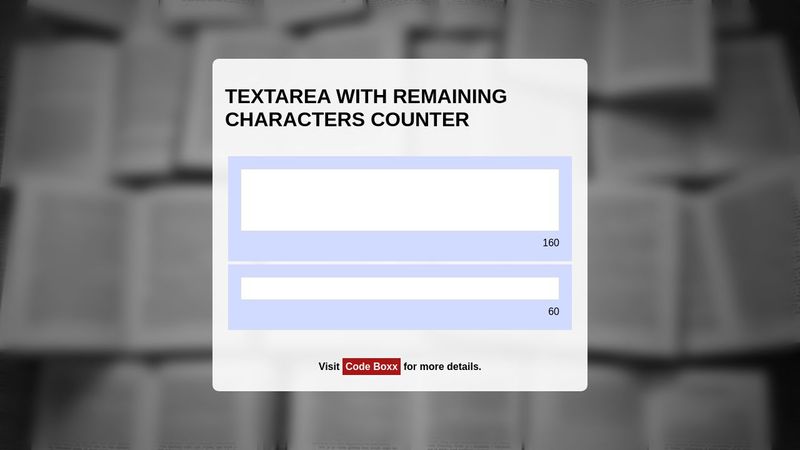 Textarea Remaining Characters Counter