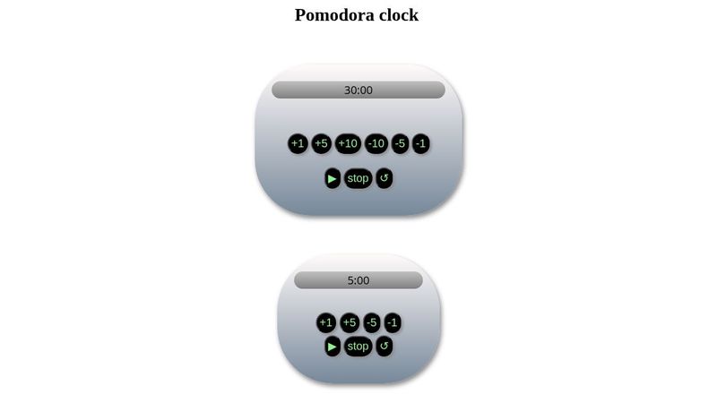 pomodoro clock pure javascript