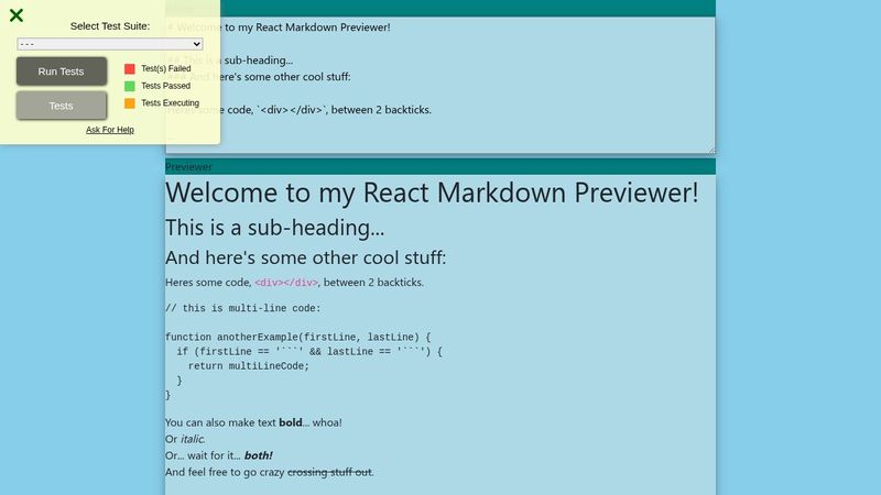Simple React Markdown Previewer