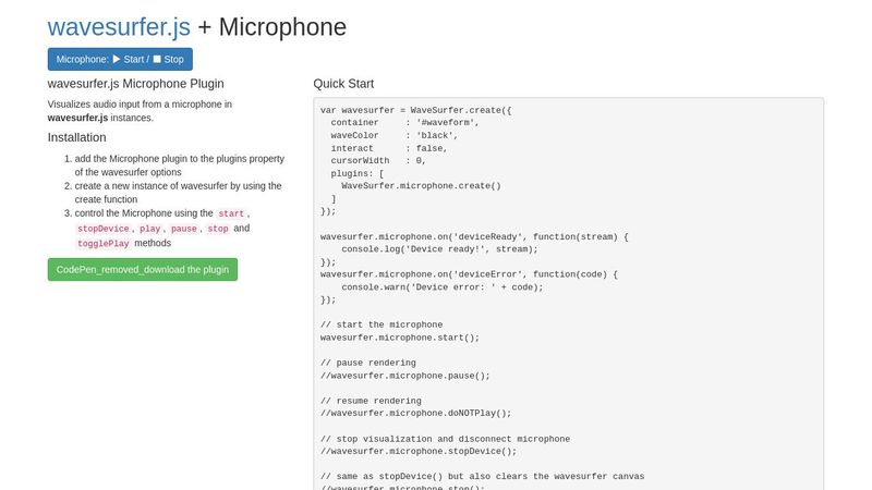mic waveform (wavesurfer.js)