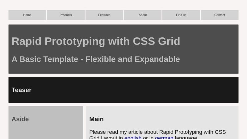 Rapid Prototyping with CSS Grid - a Basic Template
