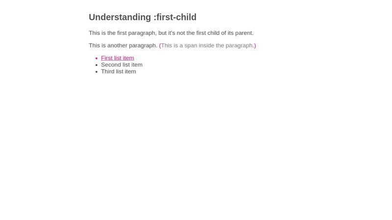 :first-child CSS examples