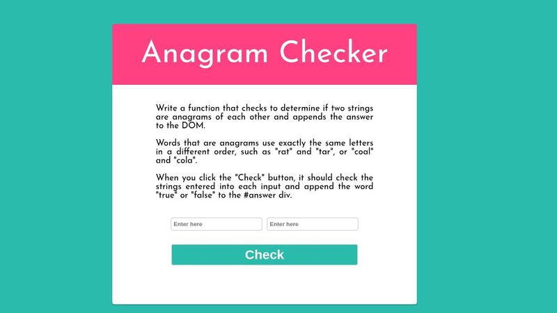 Anagram Checker - Code Challenge
