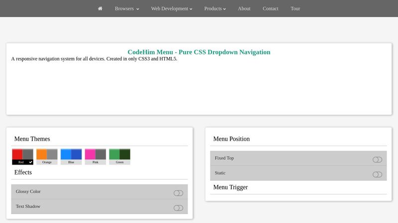 CodeHim Menu - Pure Css Dropdown Navigation