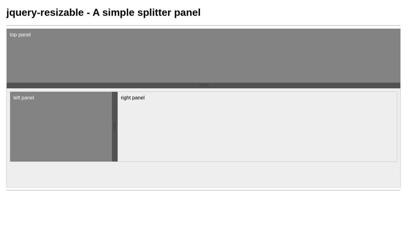 jquery-resizable - Resizable Splitter Panels