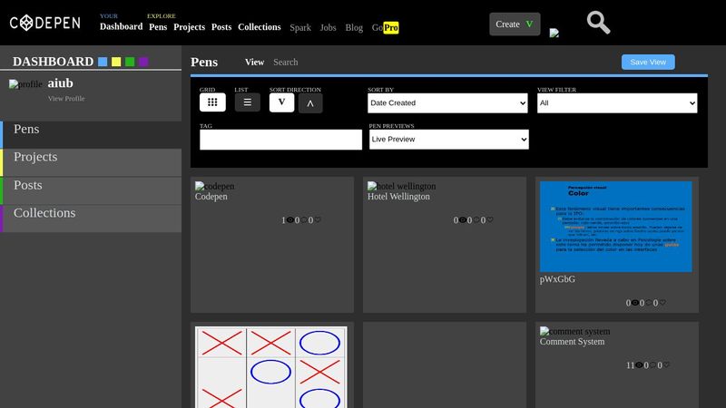 My dashboard in codepen.