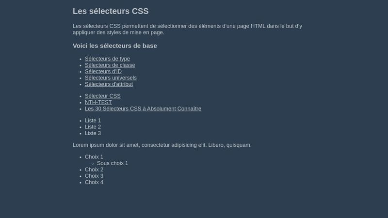 Les sélecteurs CSS - les sélecteurs de base