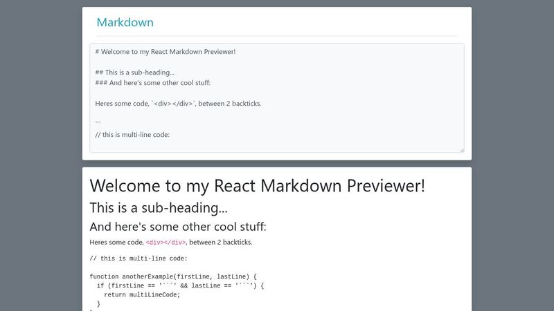 React Markdown previewer