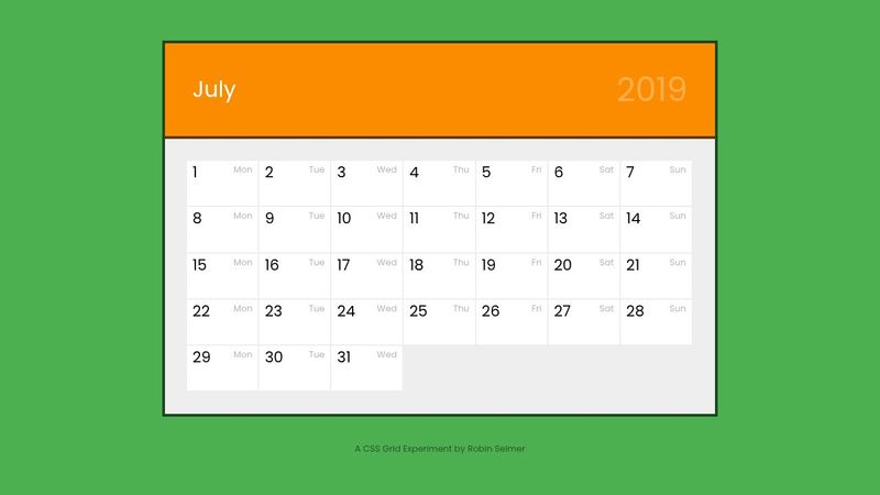 CSS Grid: Calendar