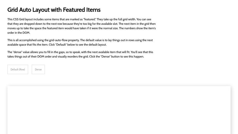 Demonstrating Grid-Auto-Flow Dense // CSS Grid Layout