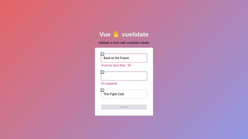 vuelidate / validate on mounted