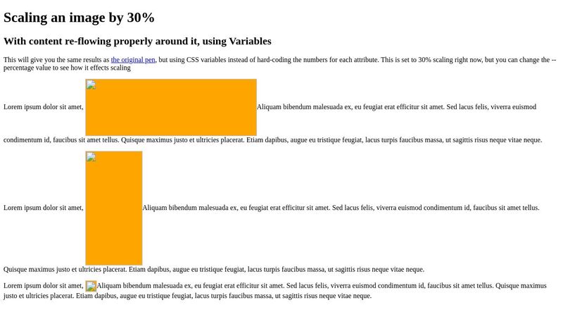 Resizing and Image with CSS using font-size, calc(), and variables