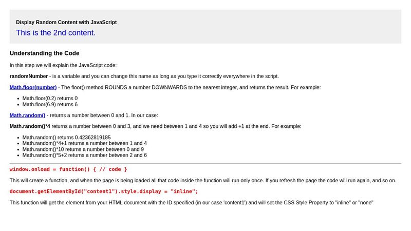 Display Random Content with JavaScript
