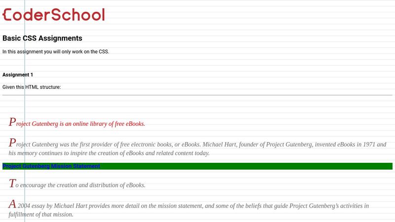 Basic CSS Assignments
